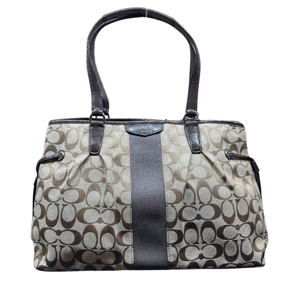 Coach | Bags | Coach Carryall Brown Tote Bag Signature Logo | Poshmark